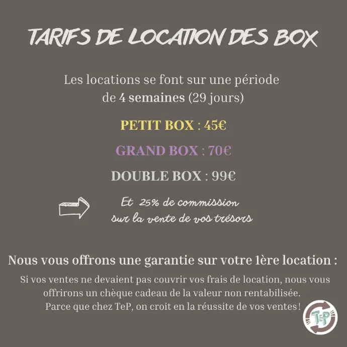 Nos tarifs | Trésors en Pagaille